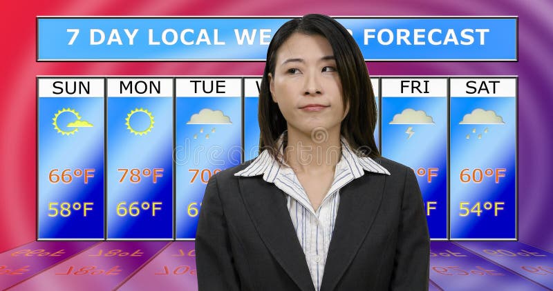 Asian American Meteorologist Reporting Weather Stock Image - Image of ...