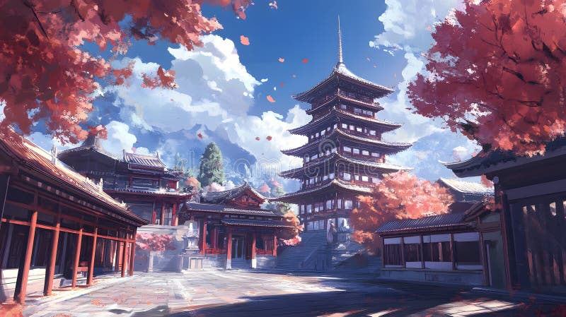 Asian Anime Style Background with Chinese and Japanese Influence Stock ...