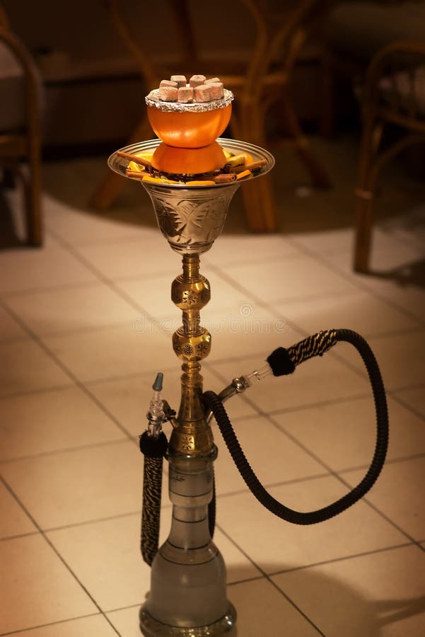 Asian, Arabia Hookah with Charcoal. Stock Photo - Image of black ...