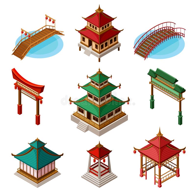 Red Japanese Bridges Stock Illustrations – 13 Red Japanese Bridges ...
