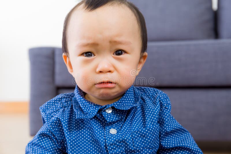 Asian baby boy feel sorrow stock image. Image of eyes - 36192759