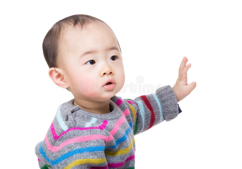 Asian baby boy hand up stock image. Image of face, side - 39158231