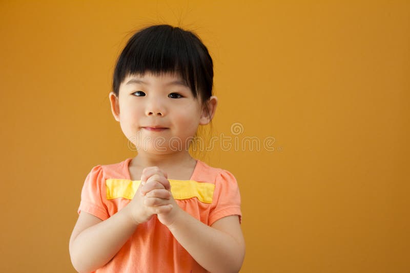 Asian Baby Child Girl is Praying Stock Image - Image of cute, child ...