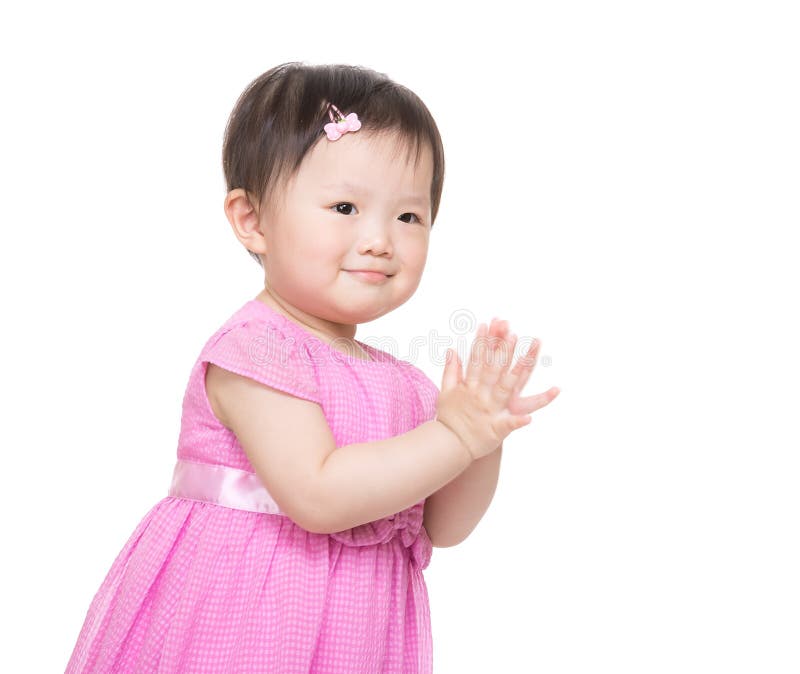 Asian Baby Girl Clapping Hand Stock Image - Image of korean, beautiful ...