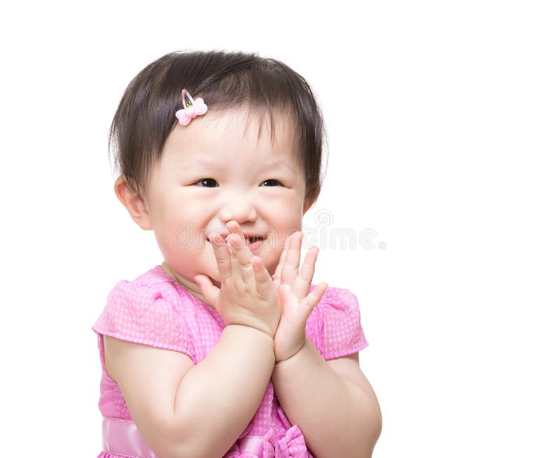 Asian Baby Girl Clapping Hand Stock Photo - Image of babies, korean ...