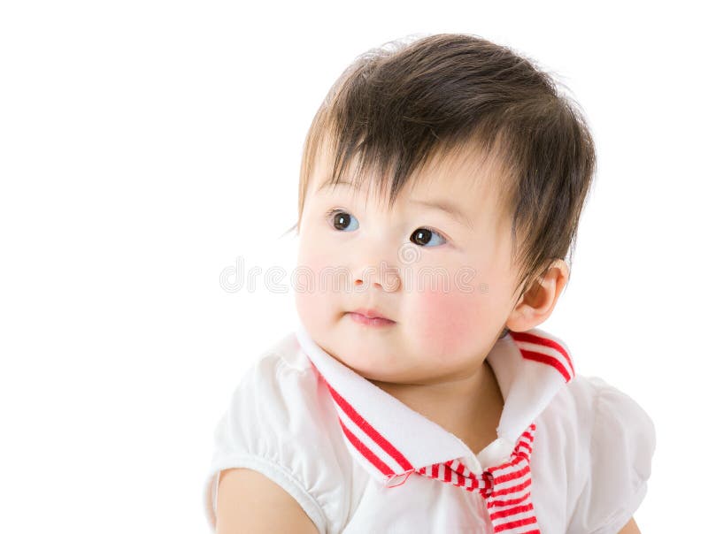 Asian Baby Girl Looking at a Side Stock Photo - Image of beautiful ...