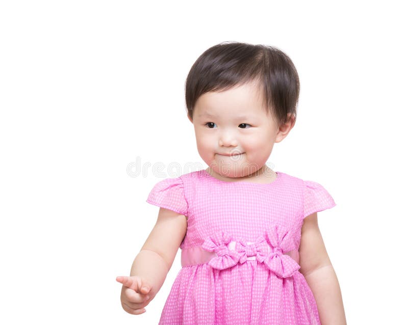Asian Baby Girl Point To Front Stock Photo - Image of little, childhood ...