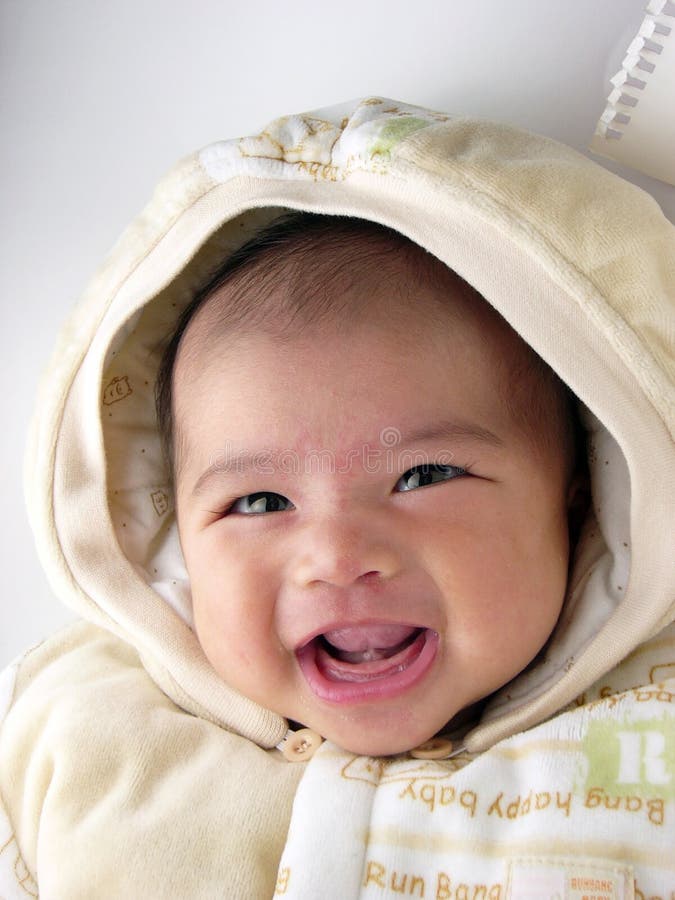 Asian Baby Portrait Gently Smiling Stock Photo - Image of china, cute ...
