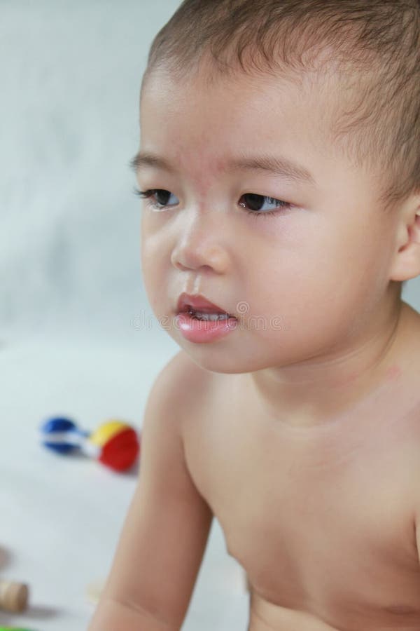 Asian Baby Portrait Gently Smiling Stock Photo - Image of china, cute ...