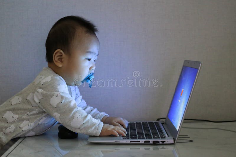Asian Baby Working with Laptop Stock Image - Image of baby, asia: 133377127