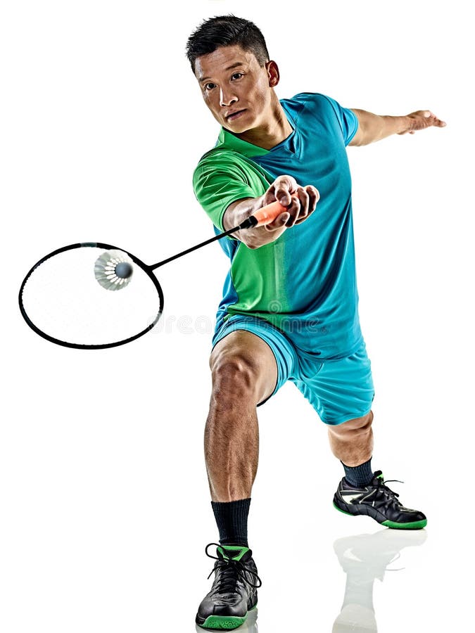 Asian Badminton Player Man Isolated Stock Image - Image of practicing ...