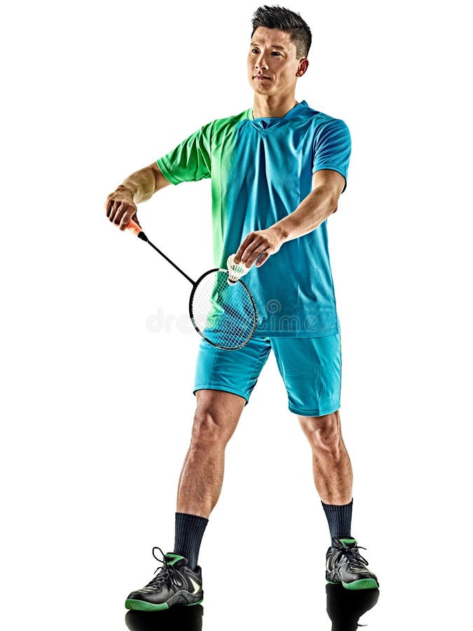 Asian Badminton Player Man Isolated Stock Image - Image of isolated ...