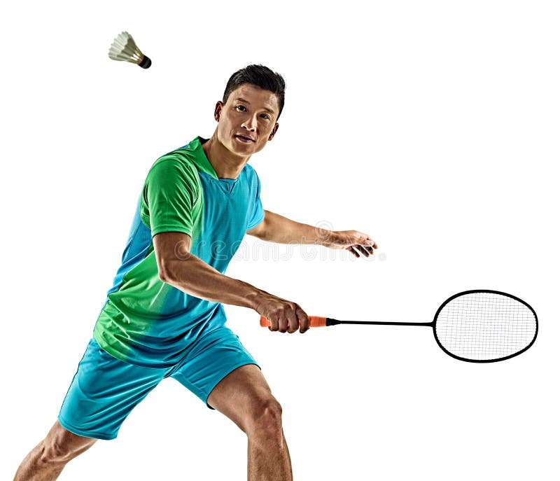 Asian Badminton Player Man Isolated Stock Image - Image of isolated ...