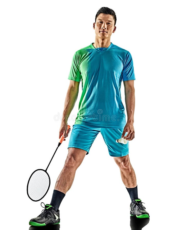 Asian Badminton Player Man Isolated Stock Image - Image of practicing ...