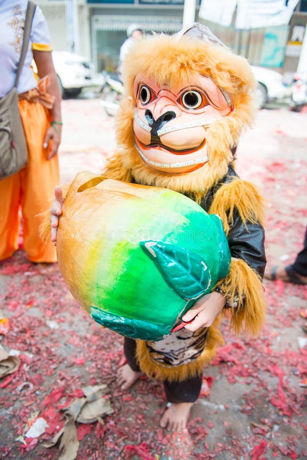 Asian Boy in Chinese Monkey Costume Editorial Photo - Image of mask ...