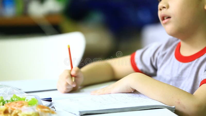 Asian Boy Doing Homework at Home . Stock Video - Video of indoors ...