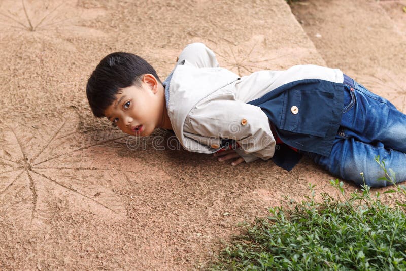 Asian Boy Got Accident and Fall Stock Image - Image of pain, recreation ...