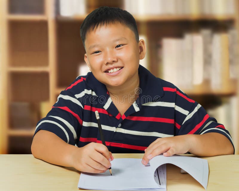 Asian Boy Happy with His Homework Stock Photo - Image of rage, japanese ...