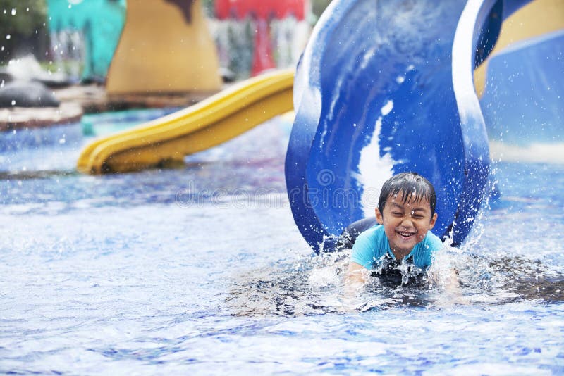 Asian Boy Having Fun at Swimming Pool Stock Photo - Image of indonesian ...