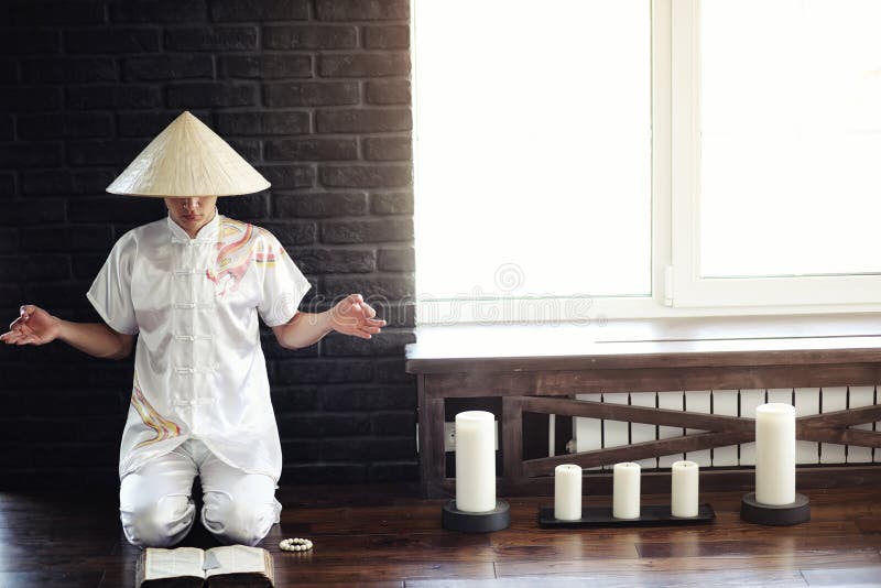 Asian Monk Reading an Old Book Stock Image - Image of background ...