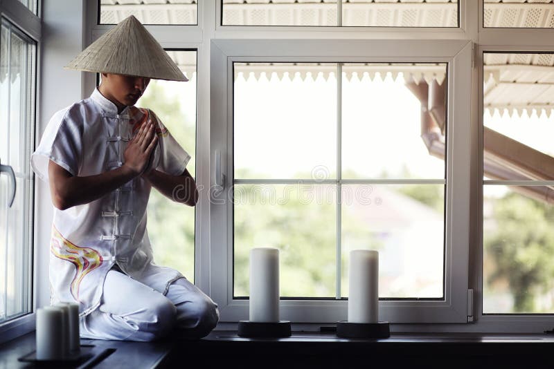 Asian Monk Reading an Old Book Stock Image - Image of prayer, chinese ...