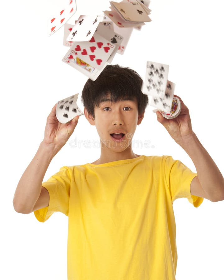 Asian Boy Playing with Cards Stock Photo - Image of cards, tricks: 19433744