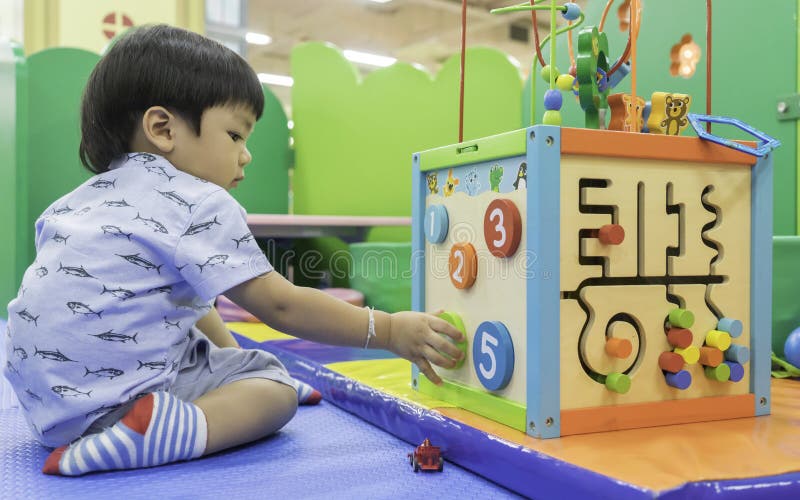 Asian Boy is Playing with Educational Toy Stock Image - Image of ...