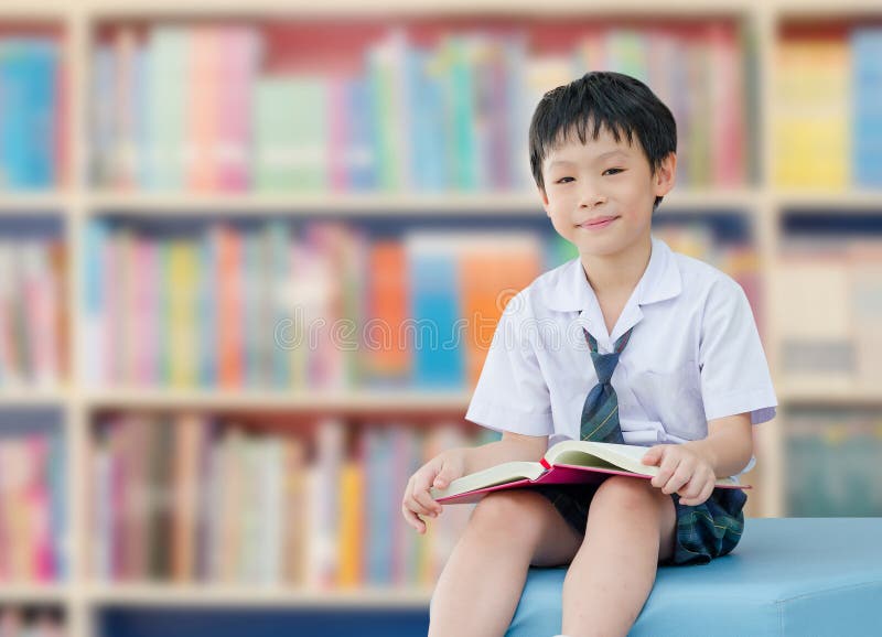 Asian Boy Student in School Library Stock Photo - Image of schoolboy ...
