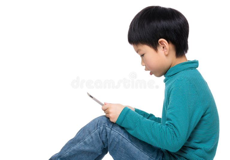Asian Boy Using Tablet Computer Stock Photo - Image of child, japanese ...