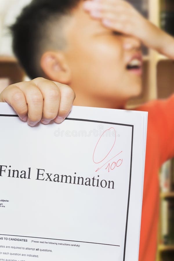 Asian Boy with Zero Score on Examination Paper Stock Image - Image of ...