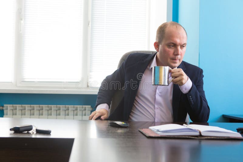 Business Man in Office Busy with Business Work Stock Photo - Image of ...