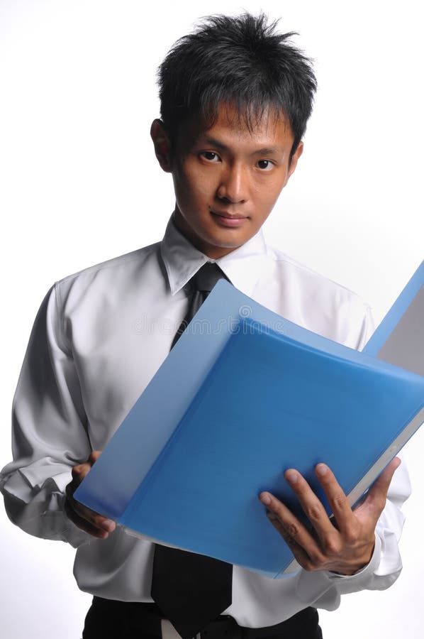Asian Business Man Holding File Stock Photo - Image of pose, files: 5549914