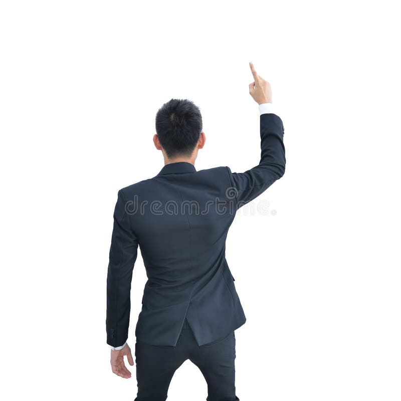 Asian Business Man Pointing Isolated on White Background, Clipping Path ...