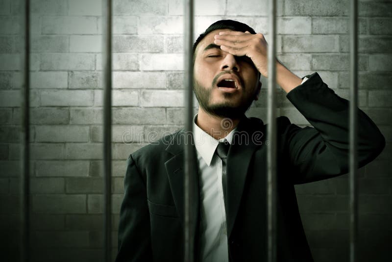 Asian Business Man in Prison Stock Photo - Image of asian, caught ...