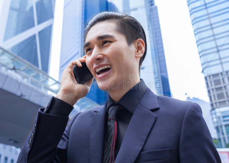Asian Businessman with Smart Phone Stock Image - Image of global ...