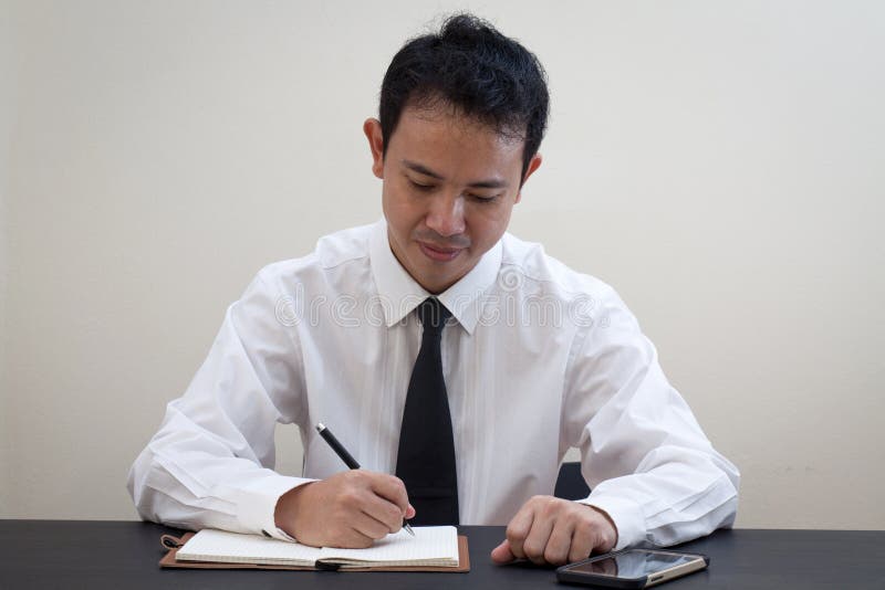 Asian Business Man Thinking Stock Photo - Image of desk, confused: 61004508