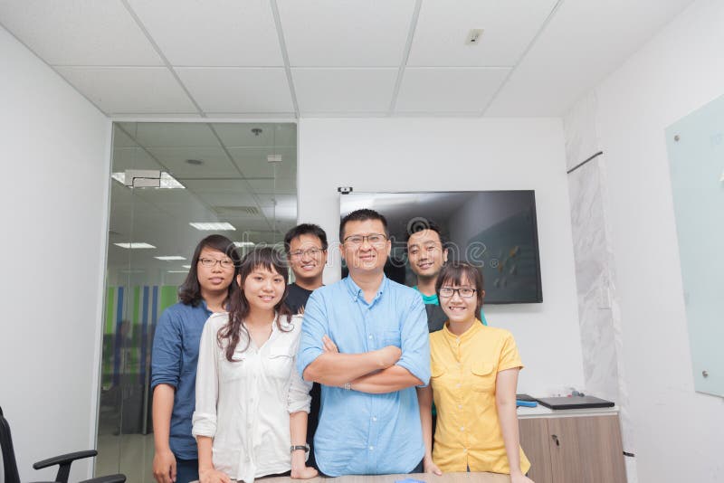 Asian Colleagues Software Developers Team Sitting at Desk Stock Photo ...