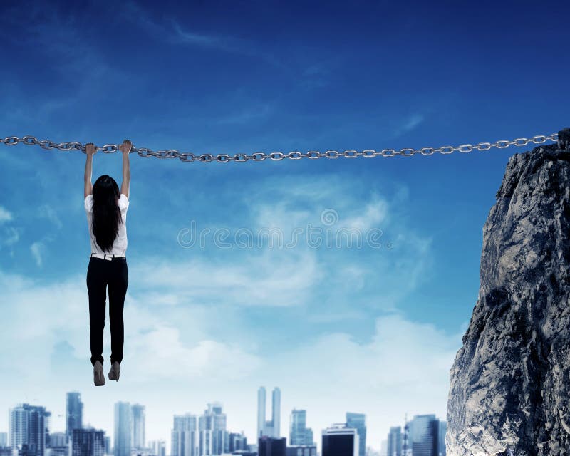 Asian Business Person Hanging on Chain Stock Image - Image of hand ...