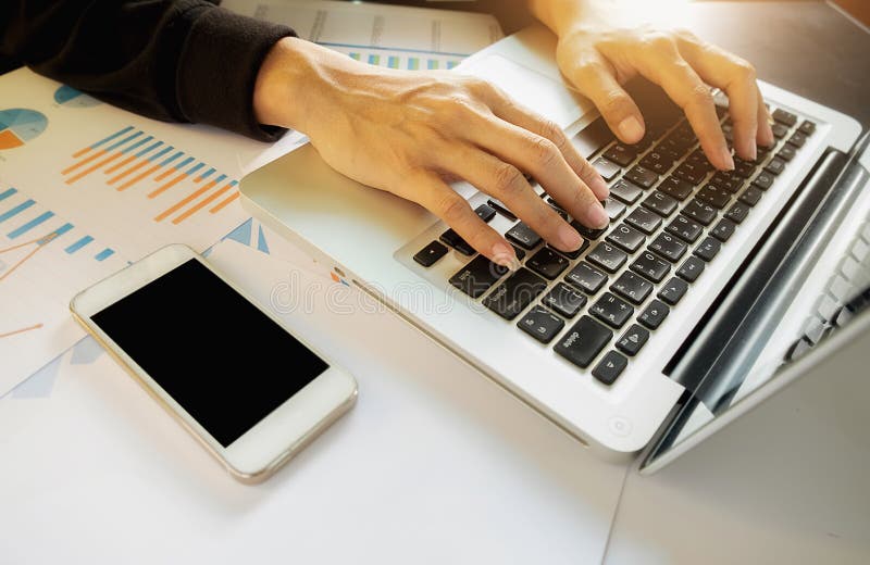 Businesswoman Hand Working with New Modern Computer Stock Photo - Image ...