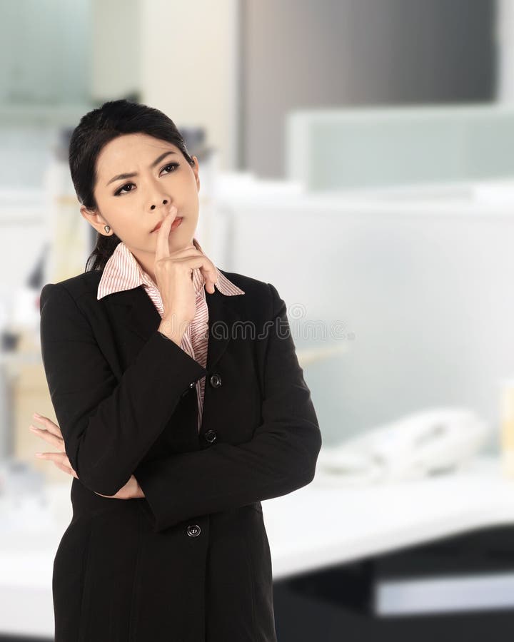 Asian Business Woman Thinking Seriously Stock Photo - Image of ...