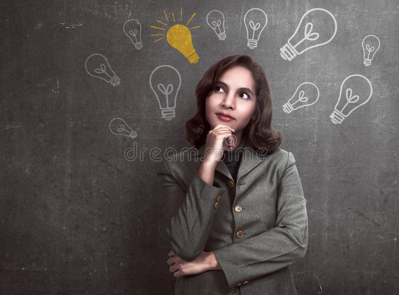 Asian Business Woman Thinking Something Stock Image - Image of asian ...