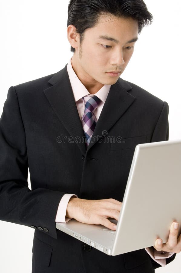 Business man with computer stock photo. Image of confident - 49634678