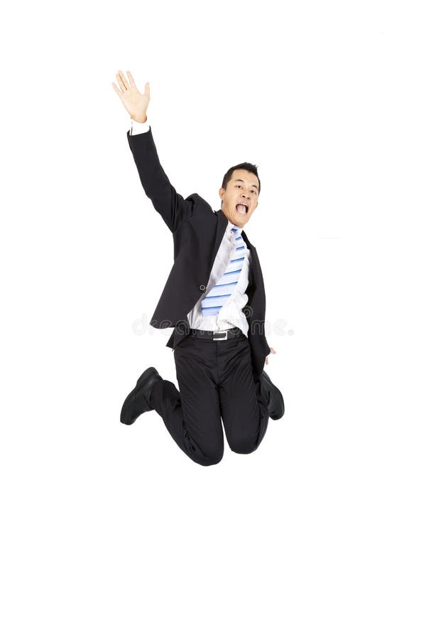 Asian businessman jumping stock image. Image of business - 21429497