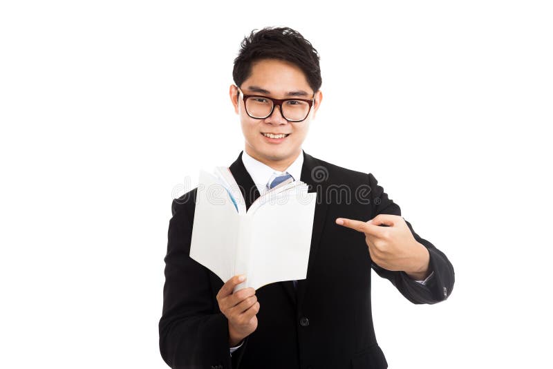 Asian Businessman Point To A Book Stock Image - Image of asian ...