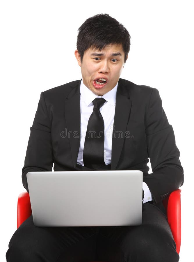 Shocked Man Looking at Laptop Stock Photo - Image of looking, crime ...
