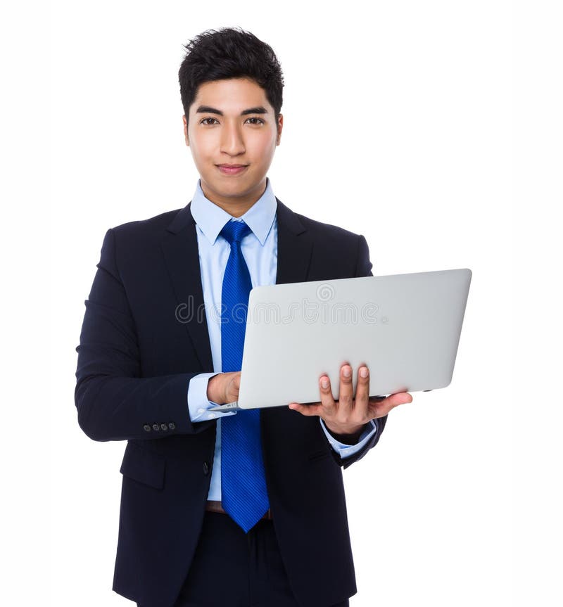 Asian Businessman Use of the Laptop Computer Stock Image - Image of ...