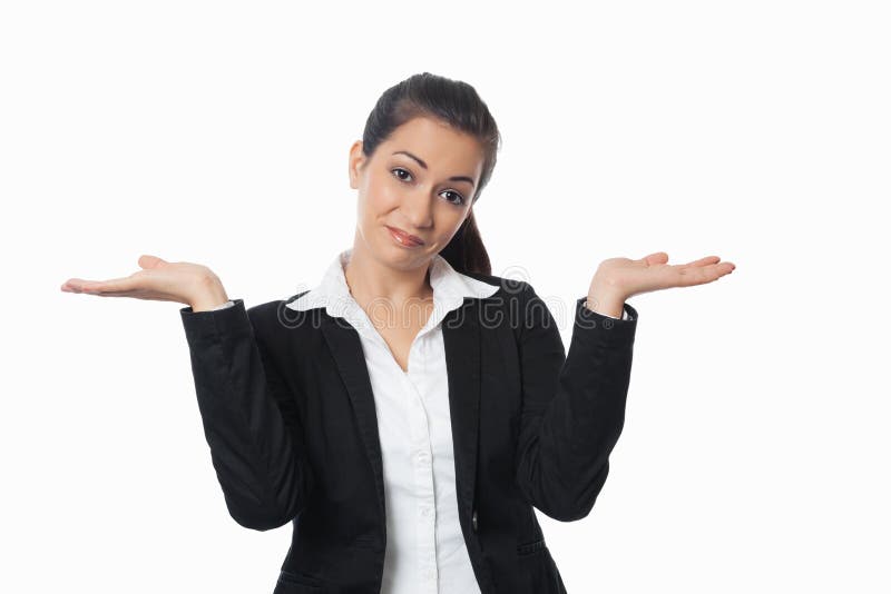 Asian Businesswoman Can Not Decide Stock Photo - Image of isolated ...