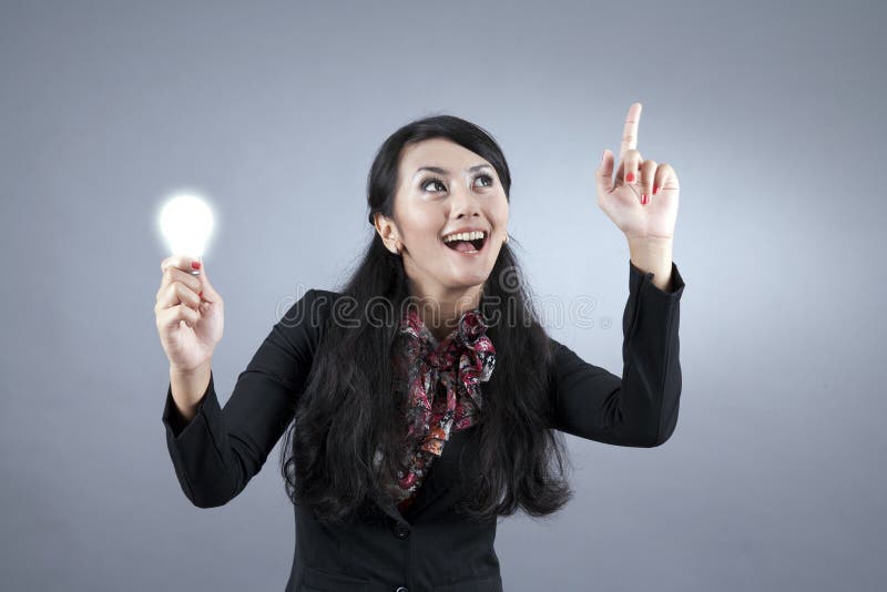 Asian Businesswoman with Idea Stock Image - Image of light, beautiful ...