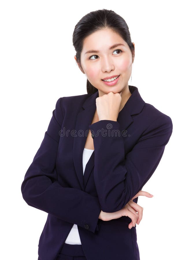 Asian Business Woman Think of Idea Stock Photo - Image of asian, korean ...