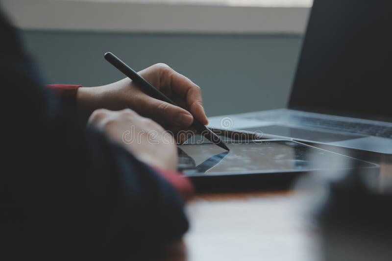 Asian Businesswoman Using Laptop Computer and Working at Office with ...
